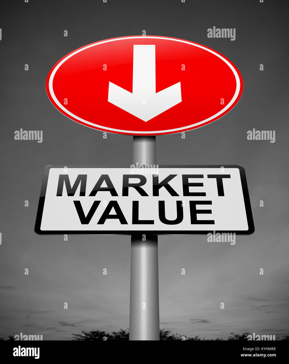 Illustration depicting a sign with a market value concept Stock Photo ...