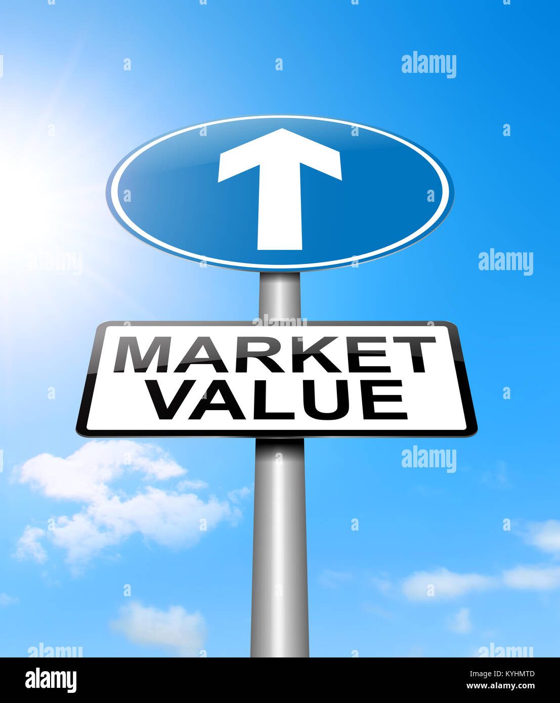 Illustration depicting a sign with a market value concept Stock Photo ...