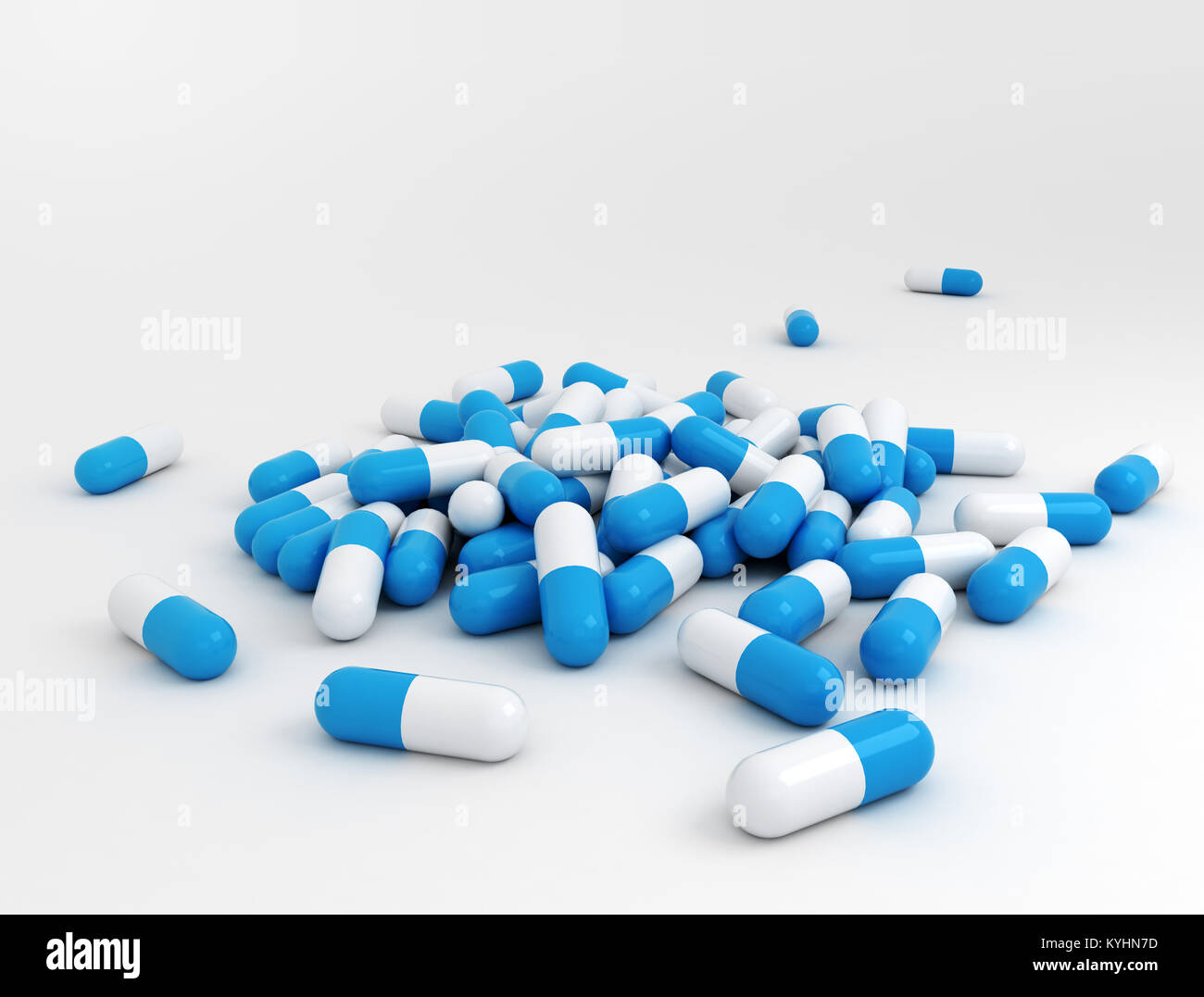 Blue pills on white - medical background Stock Photo - Alamy