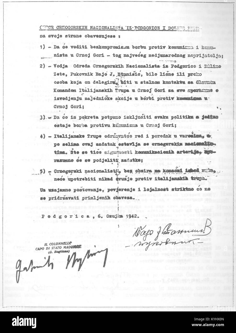 Saradnja četnika i okupatora u Crnoj Gori Stock Photo - Alamy