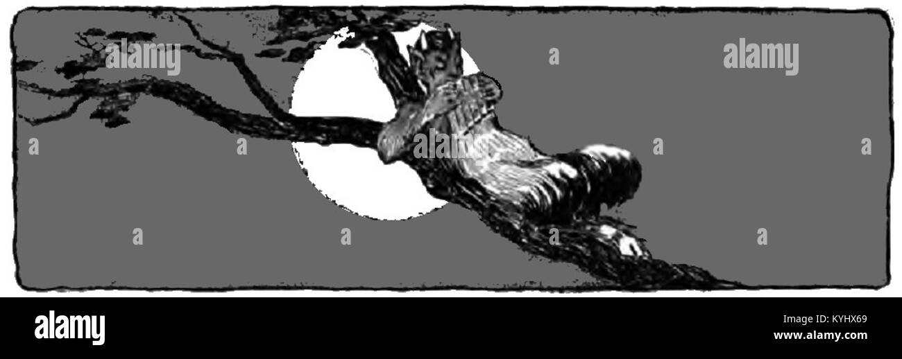 An illustration depicts a satyr seated in a tree playing musical pipes ...