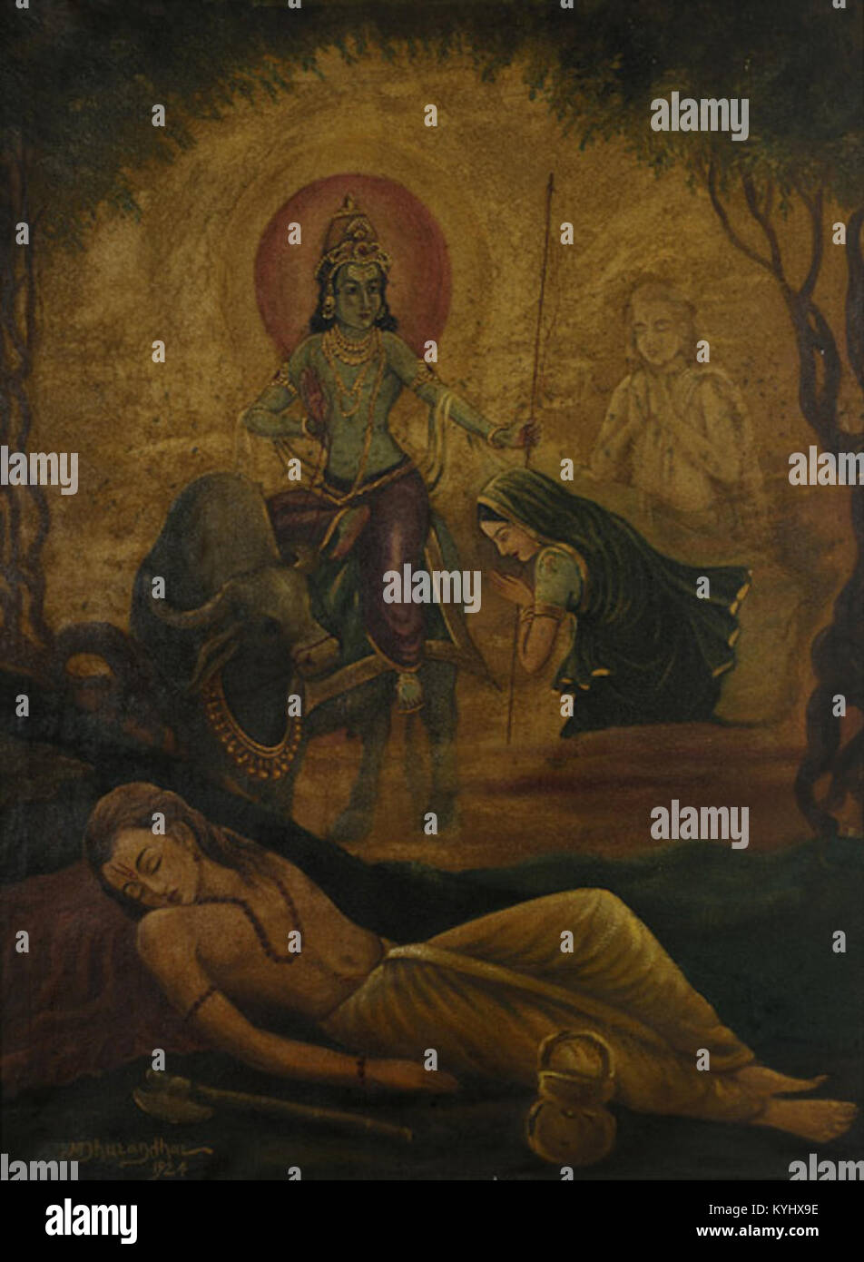 Savitri, Satyavan & Yama by M.V. Dhurandhar Stock Photo - Alamy