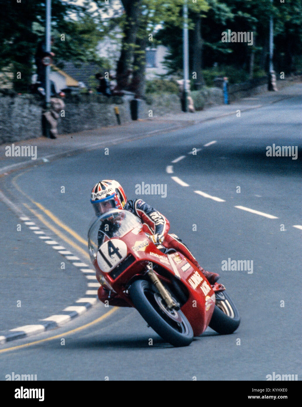 Bernard Murray riding a Kawasaki in the Isle of Man Senior Classic TT ...