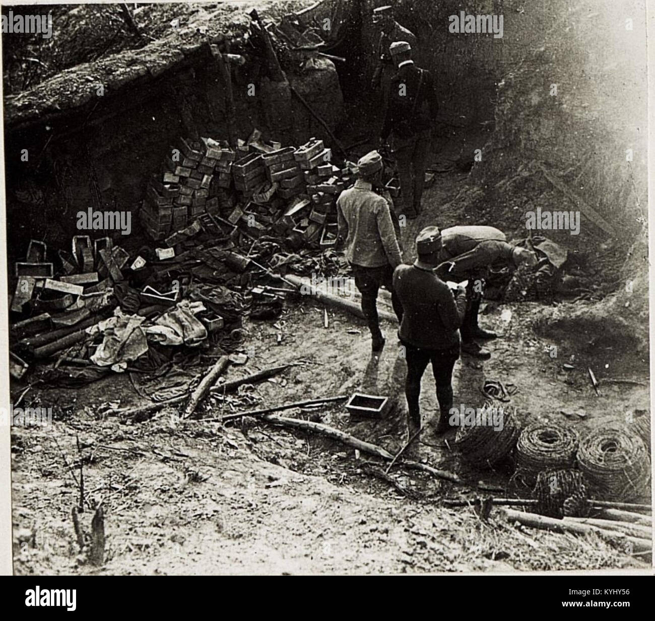 Photograph depicting a military trench on Lubca hill, showing ...
