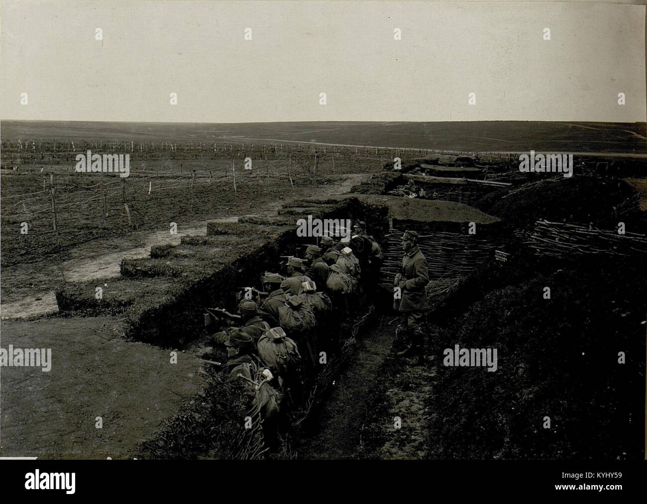 Trench positions at Feldjäger Battalion No. 32, showing defensive ...