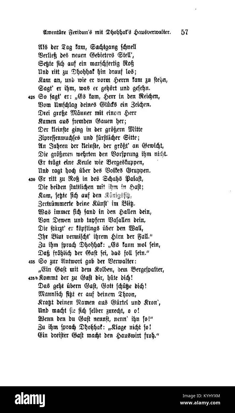 This page from Schahname, Volume I by Rückert, contains Persian epic ...