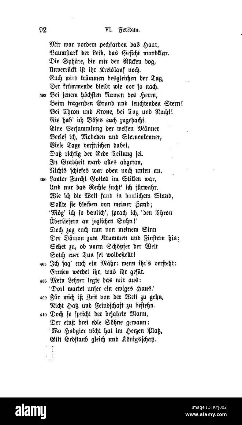 A page from the Schahname (Shahnameh) by Friedrich Ruckert, showing a ...