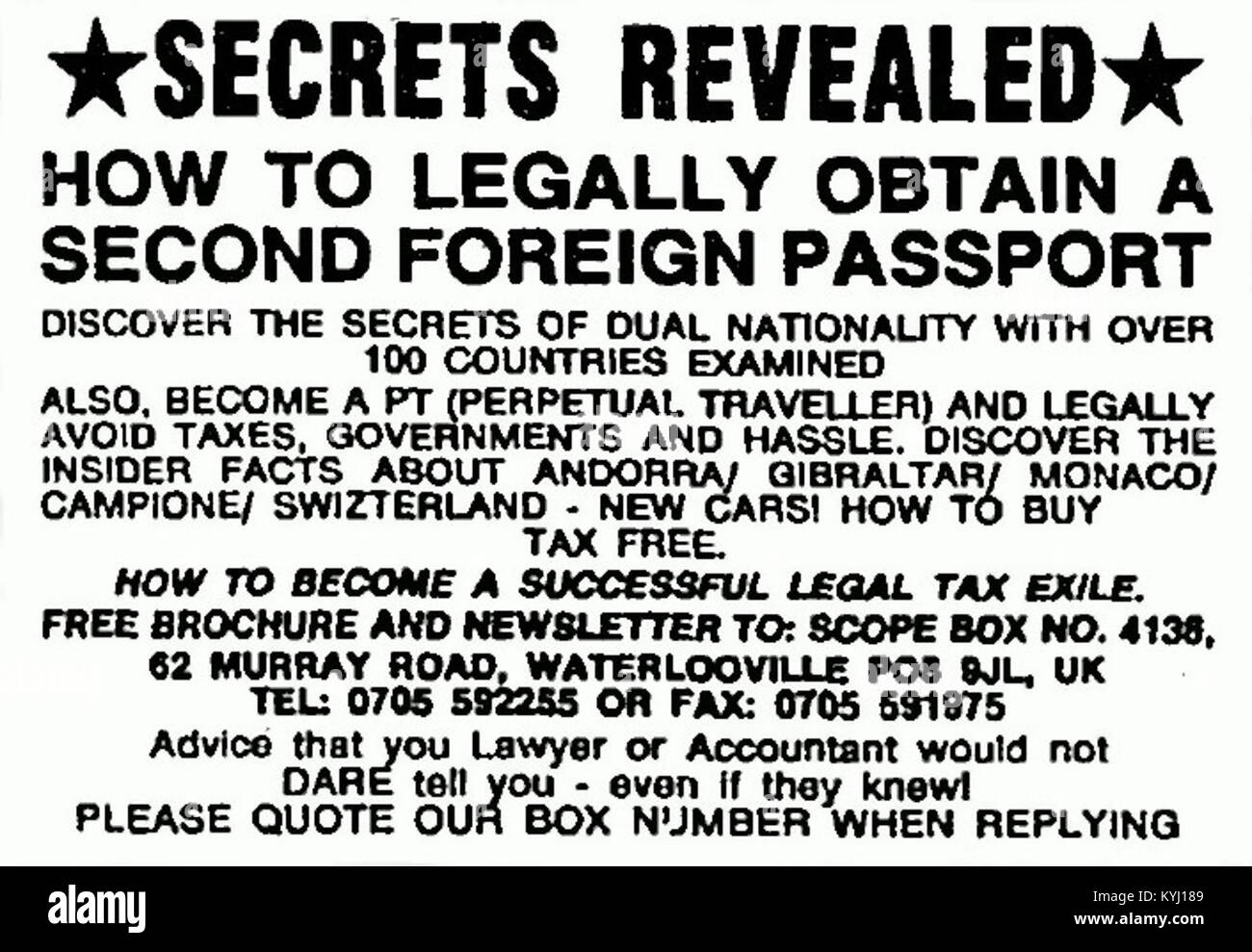 Scope advertising, The Times, 1994 Stock Photo - Alamy