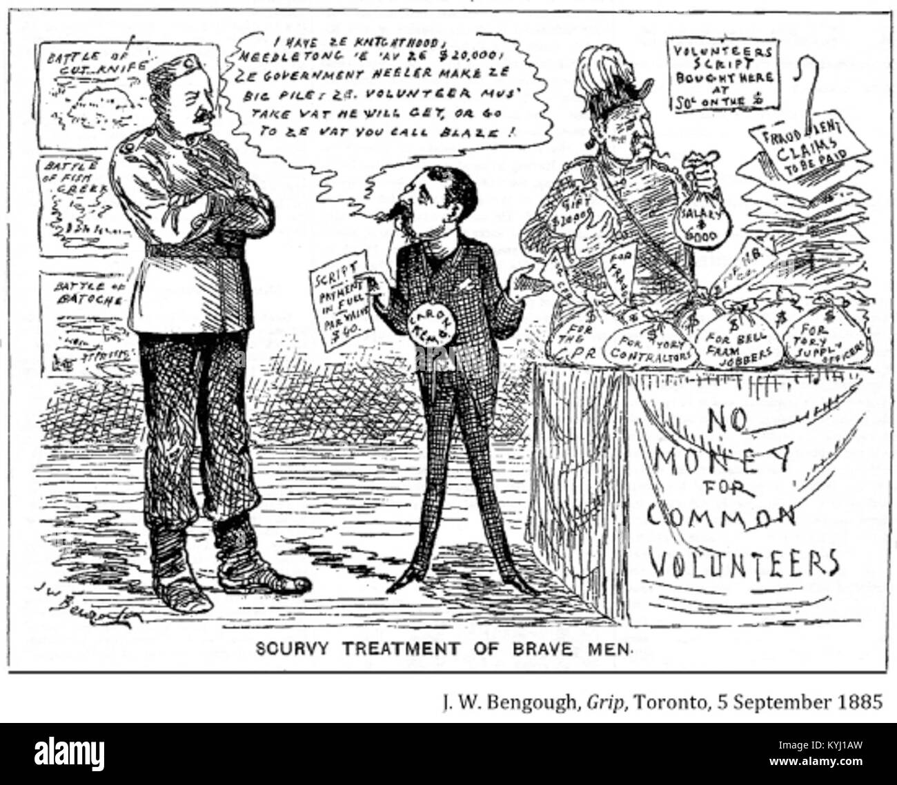 SCURVY TREATMENT OF BRAVE MEN (Bengough cartoon Stock Photo - Alamy