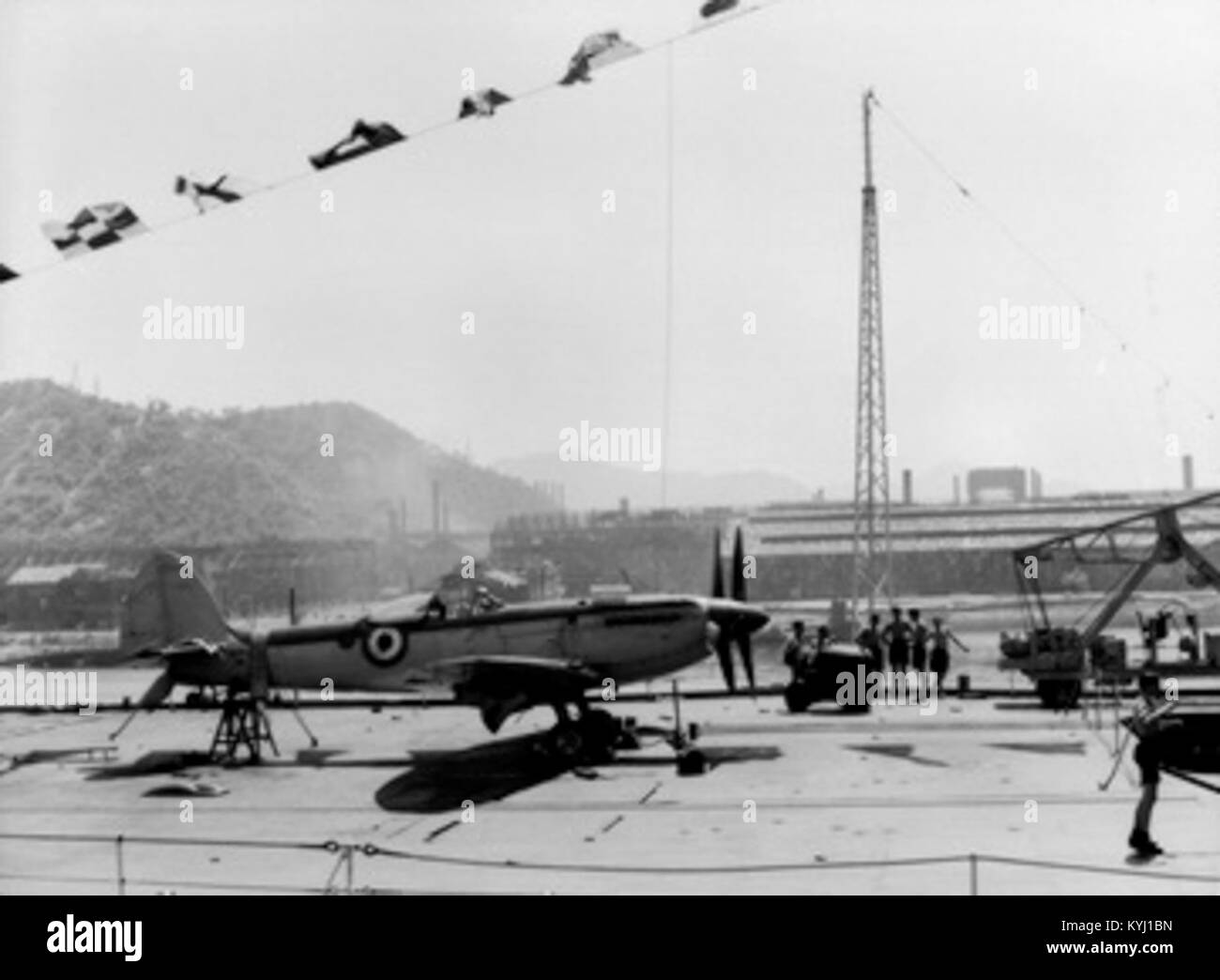 Seafire 47 on HMS Unicorn (I72) at Kure 1950 Stock Photo - Alamy