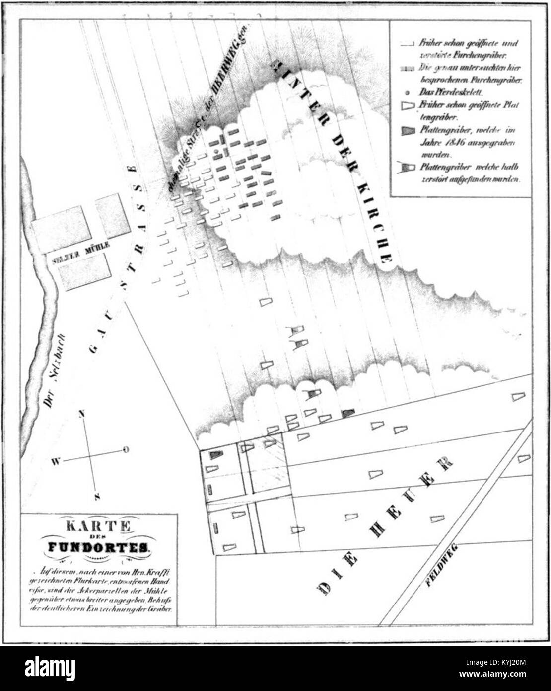 Plan of Selzen cemetery showing burial plots and layout, illustrating ...