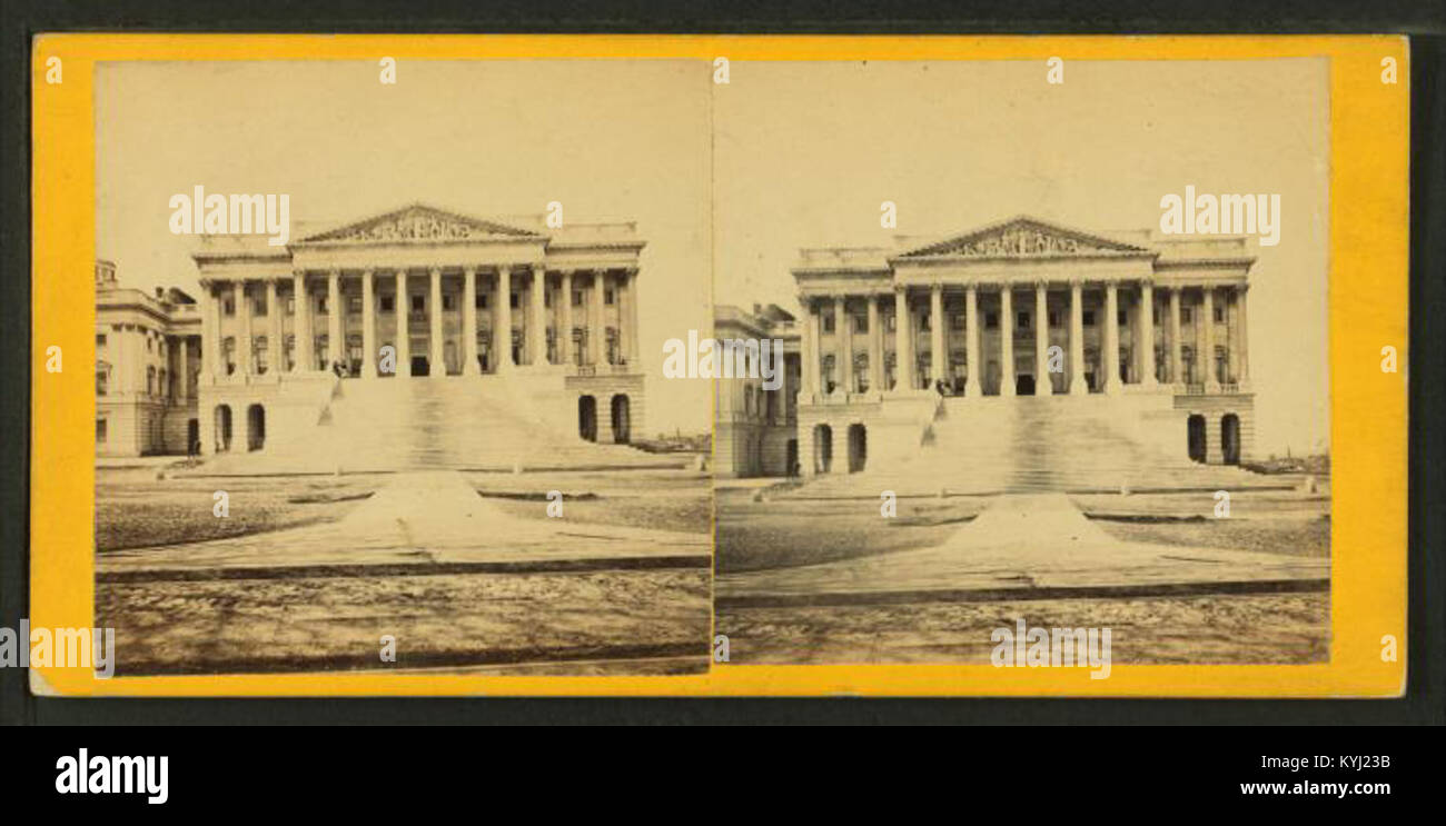 This stereoscopic view captures the Senate Wing of the U.S. Capitol ...