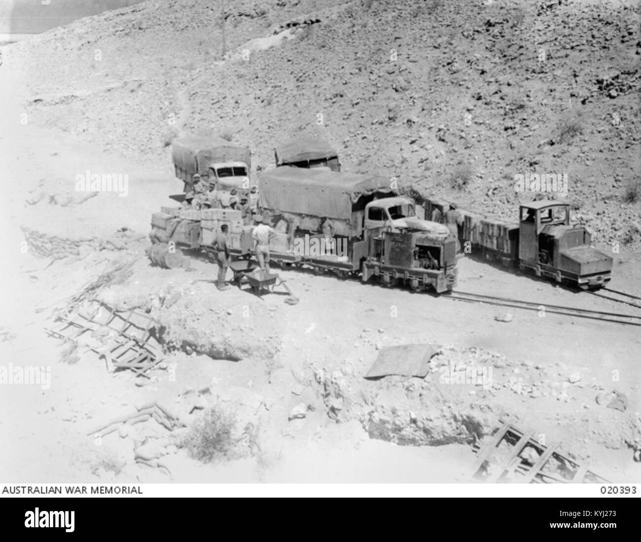 Senussi Cave narrow gauge railway near Tobruk, Libya, operated in the ...