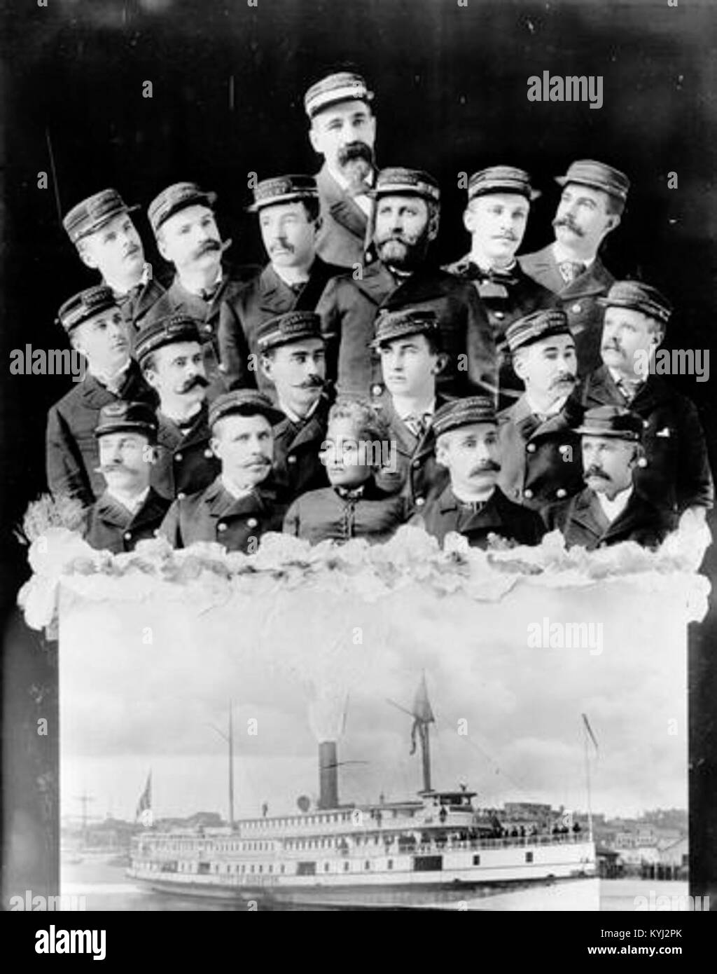 Ship's company and photo of the SS Kingston in Victoria Harbour Stock ...