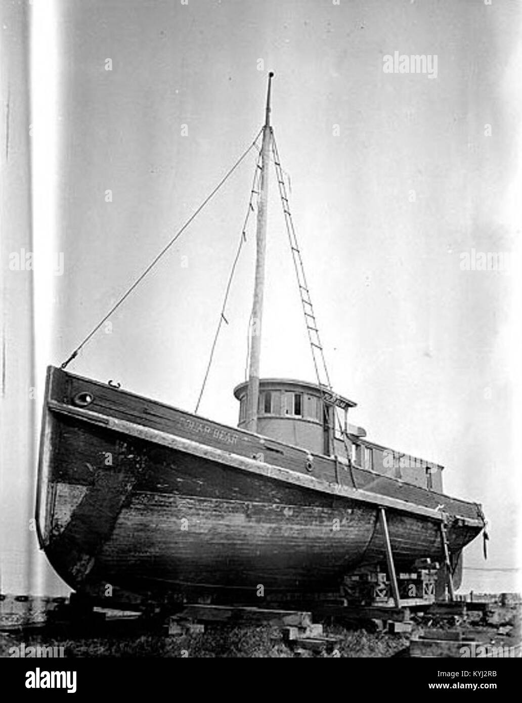 This photograph shows the ship Polar Bear in drydock at Nushagak ...