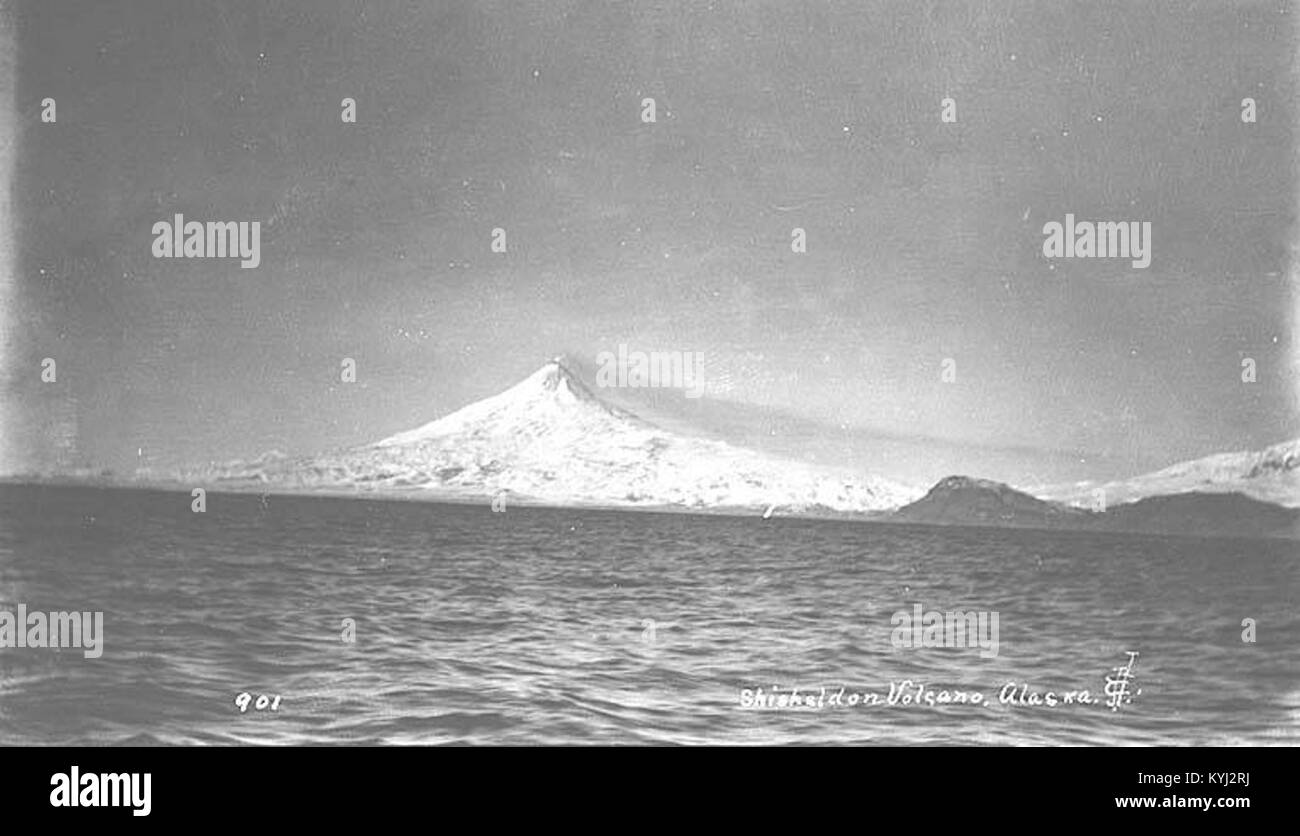 Shishaldin Volcano, on Unimak Island in Alaska, photographed circa 1912 ...