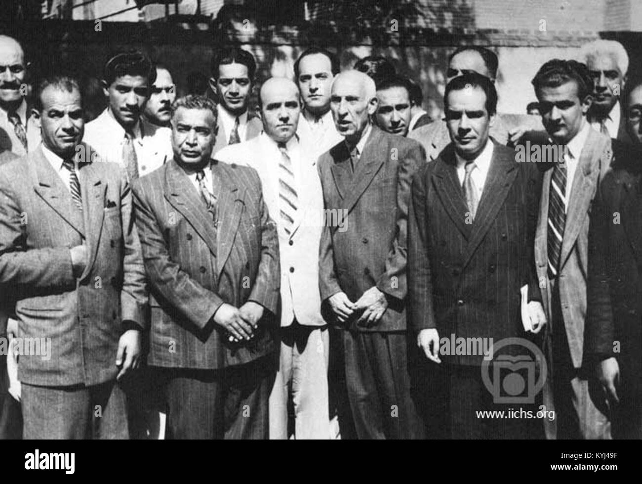 This image features Mohammad Mosaddegh and Hossein Fatemi, key members of Iran's First National ...