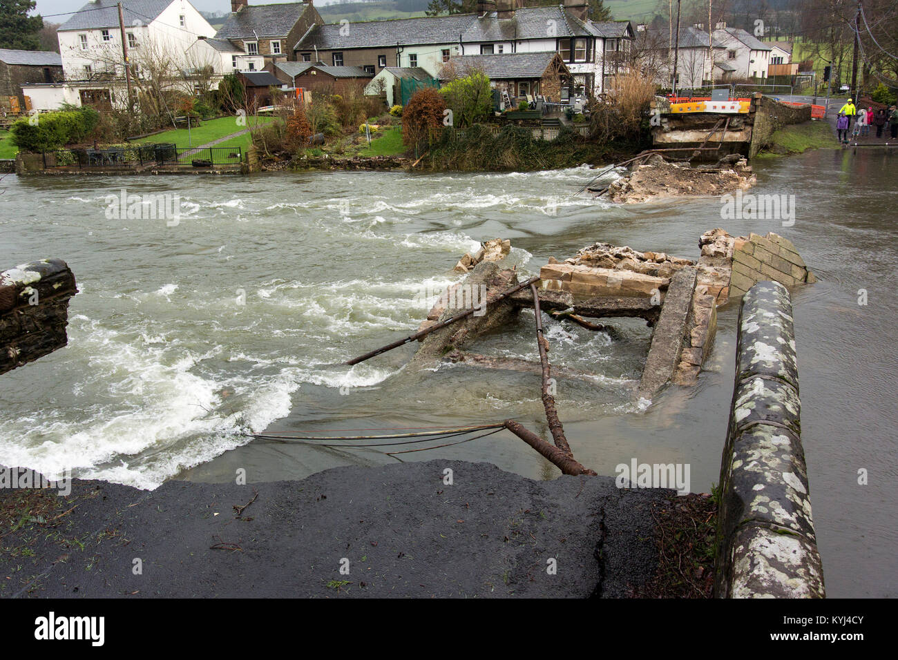 Remains of the 18th century bridge at Pooley Bridge, Cumbria, UK ...