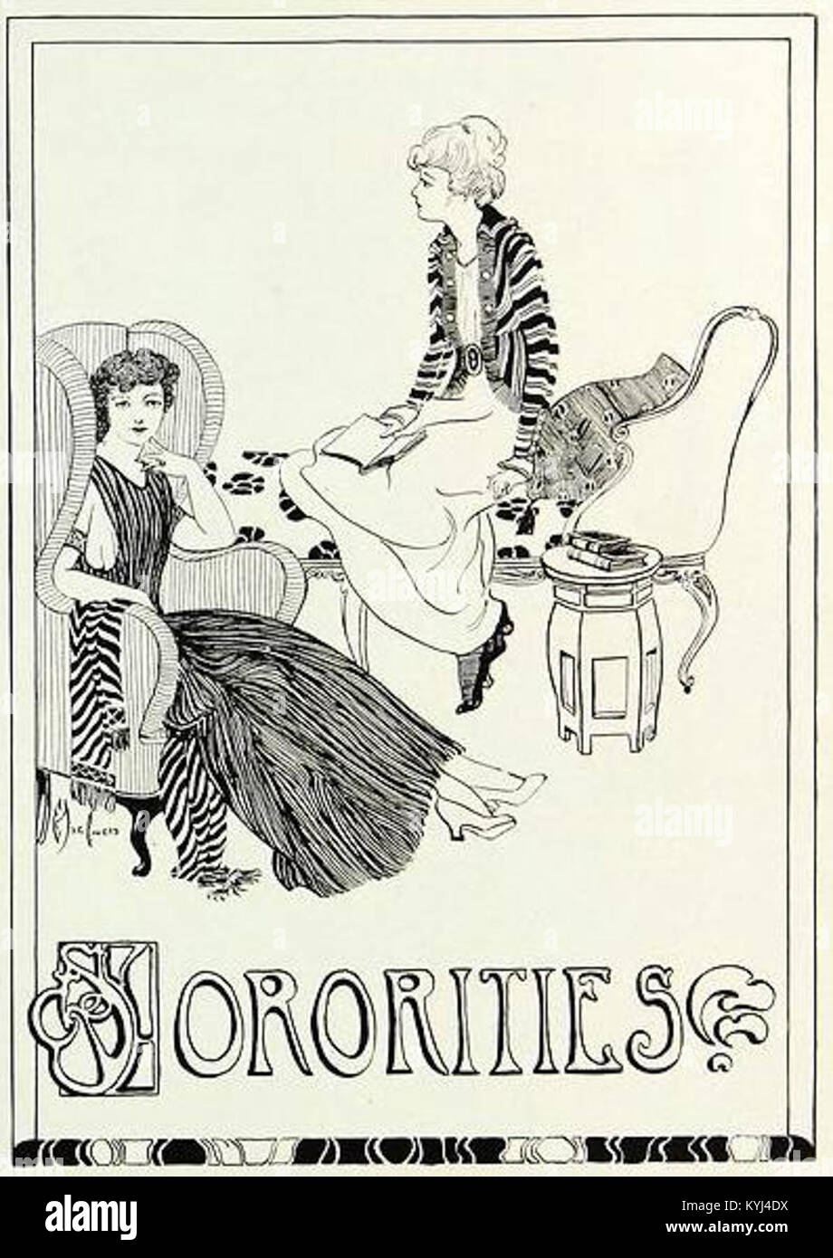 Sororities etching, frontispiece for section in 1916 Minnesota Gopher ...