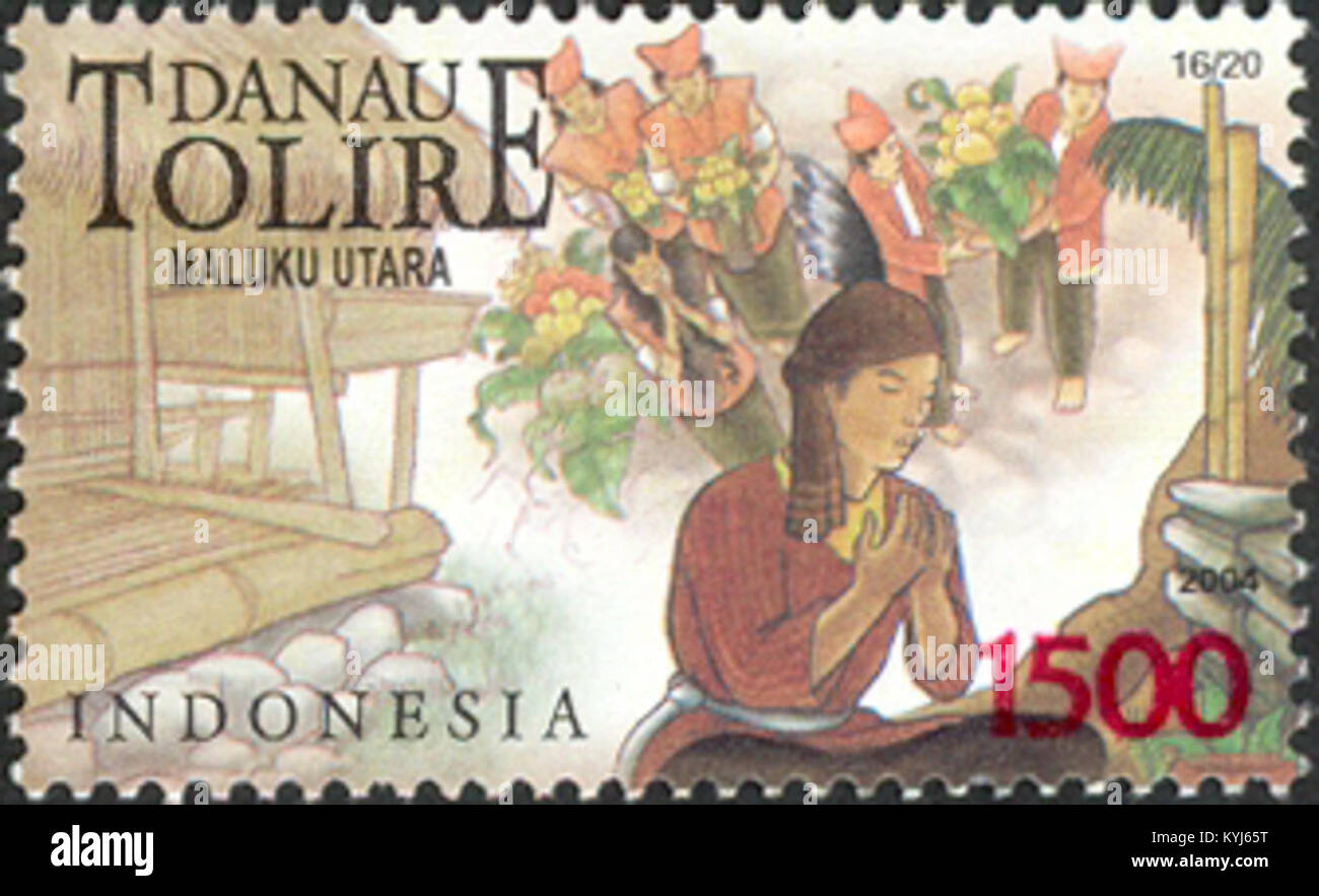 A set of Indonesian stamps featuring various designs, showcasing the ...