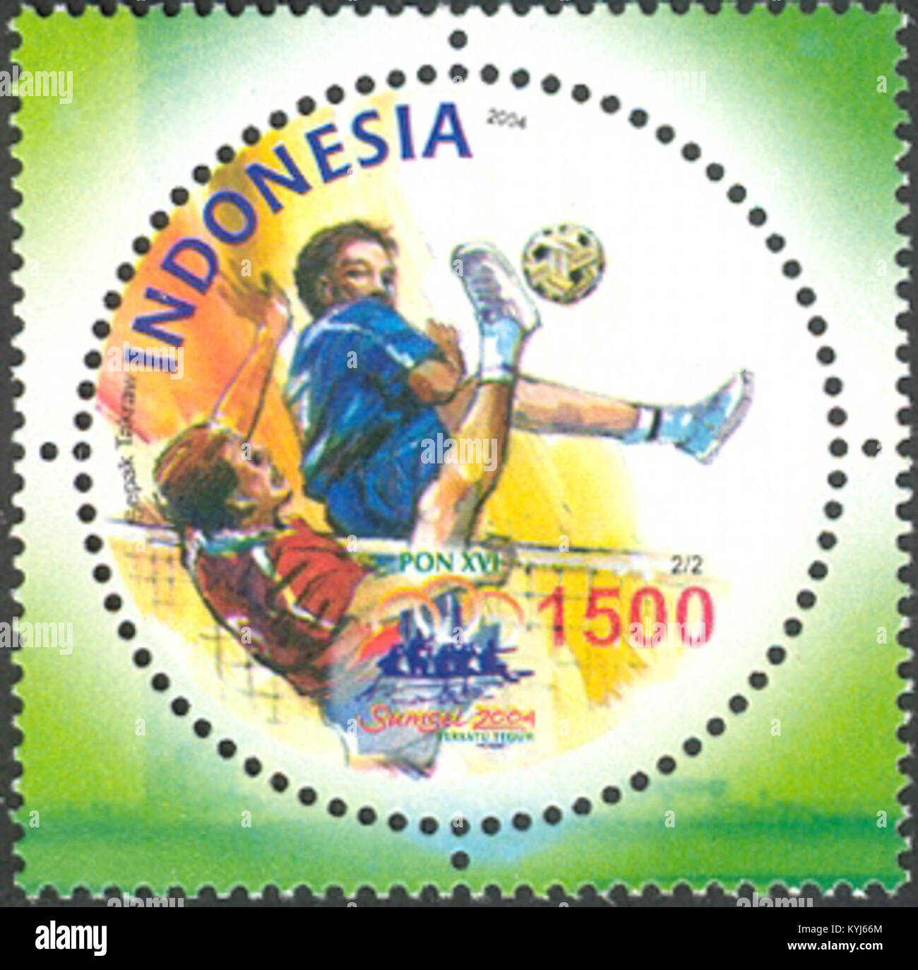 The image depicts a series of Indonesian postage stamps from the early ...