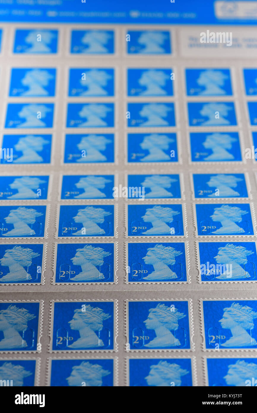 British 2nd class stamps sheet Stock Photo - Alamy