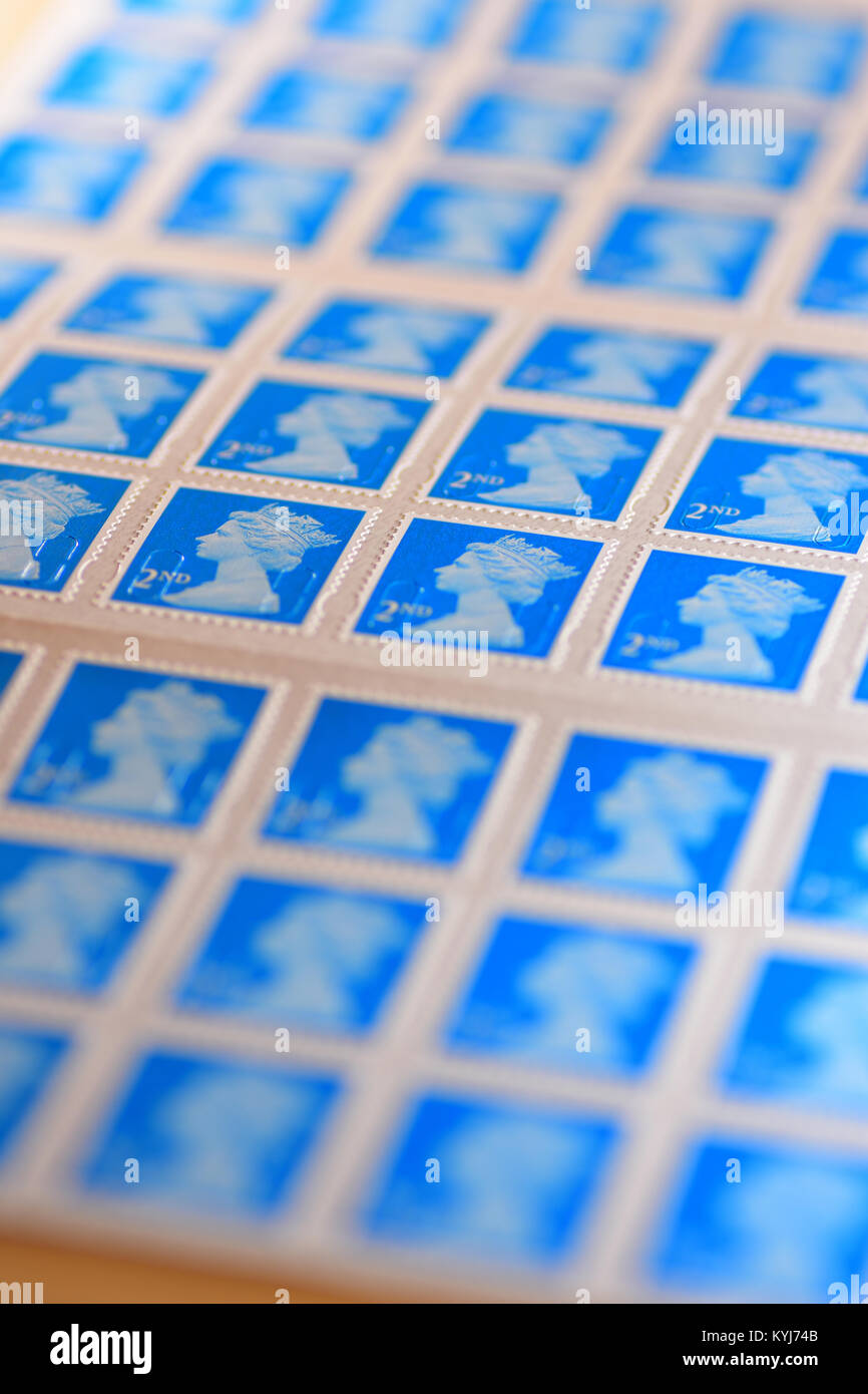 British 2nd class stamps sheet Stock Photo - Alamy
