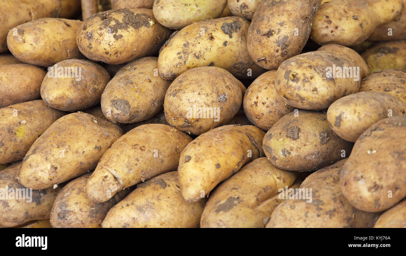 Bunch of Potatoes at Farmers Market Stall Stock Photo - Alamy