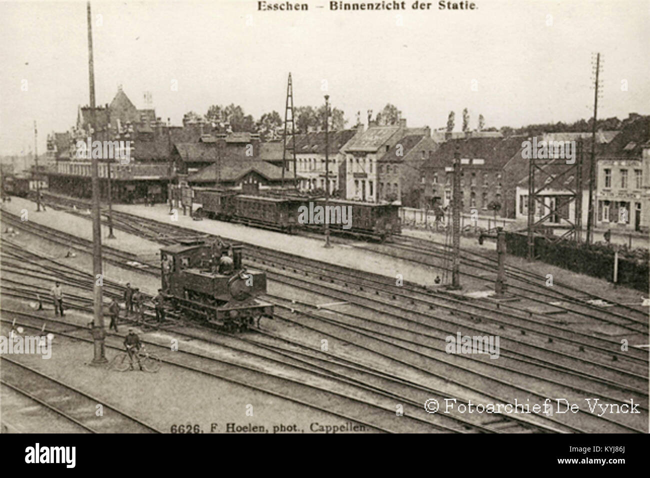 This image presents the Essen station in Belgium, a central ...