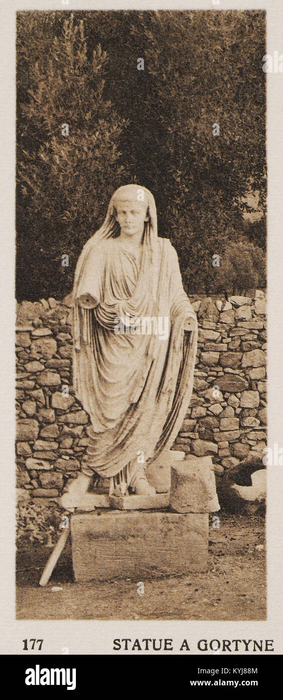 This statue, located in Gortyne, Crete, depicts a historical or ...