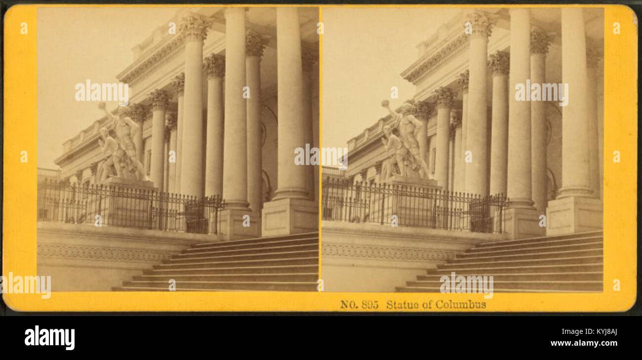 A Kilburn Brothers photograph shows the statue of Christopher Columbus ...