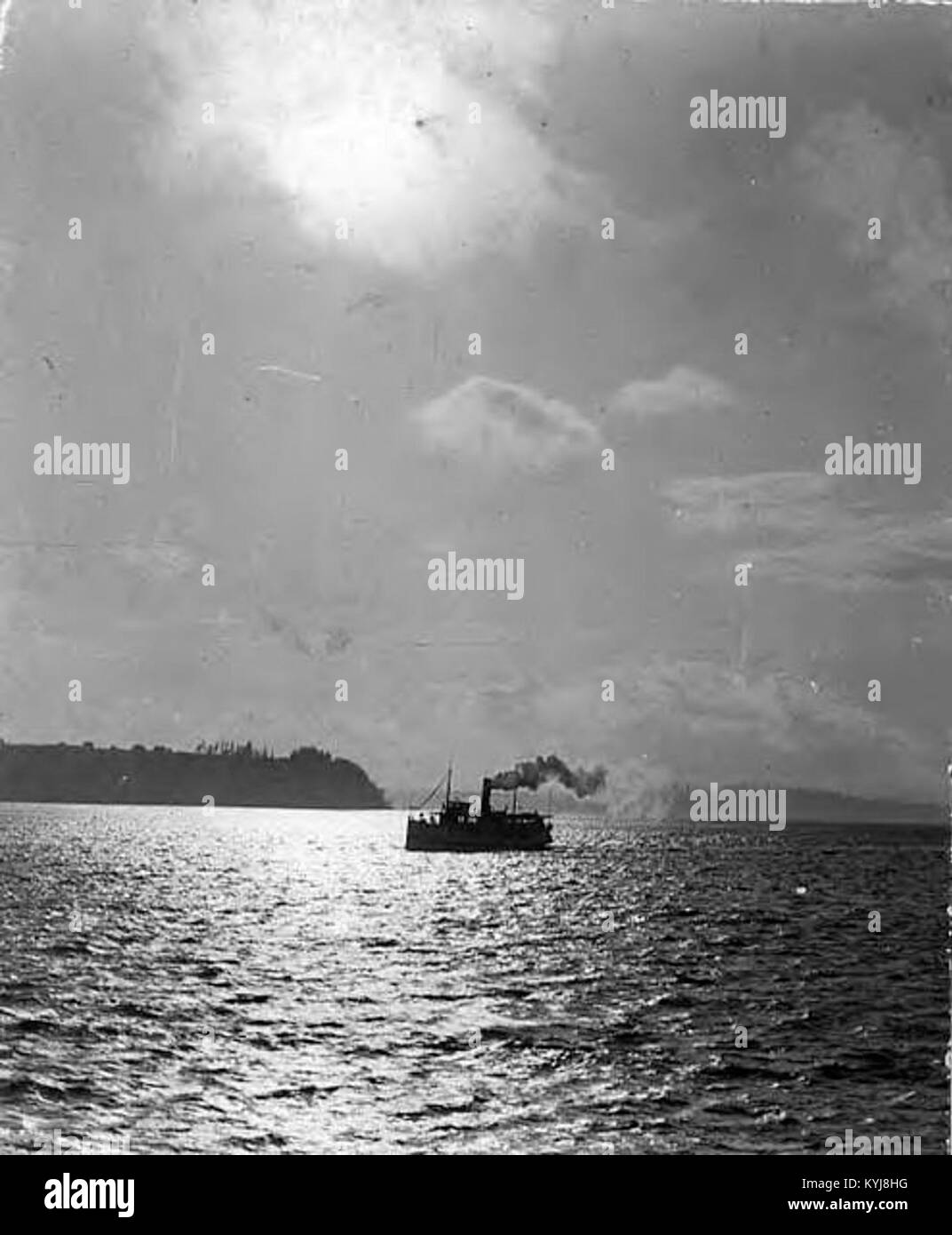 A historical photograph of the Steamboat Flyer operating in Puget Sound ...