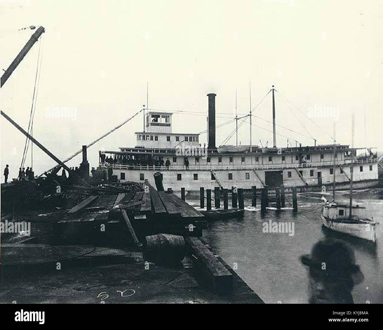 A January 1892 photograph of the steamer State of Washington docked at ...