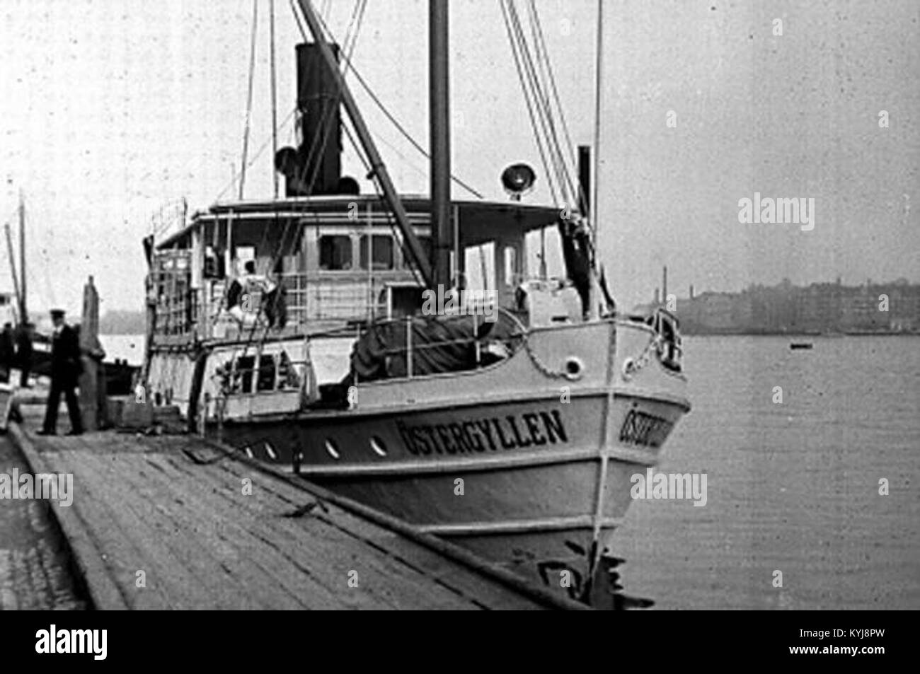 This photograph shows the steamship Östergyllen (formerly Per Brahe ...