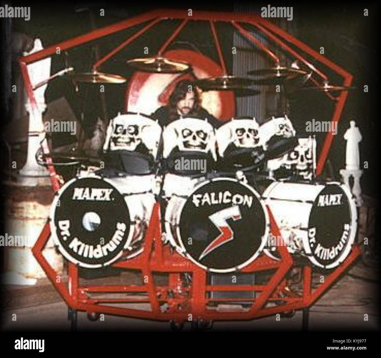 This image features the drum kit of Steve 'Doc' Wacholz, a renowned ...