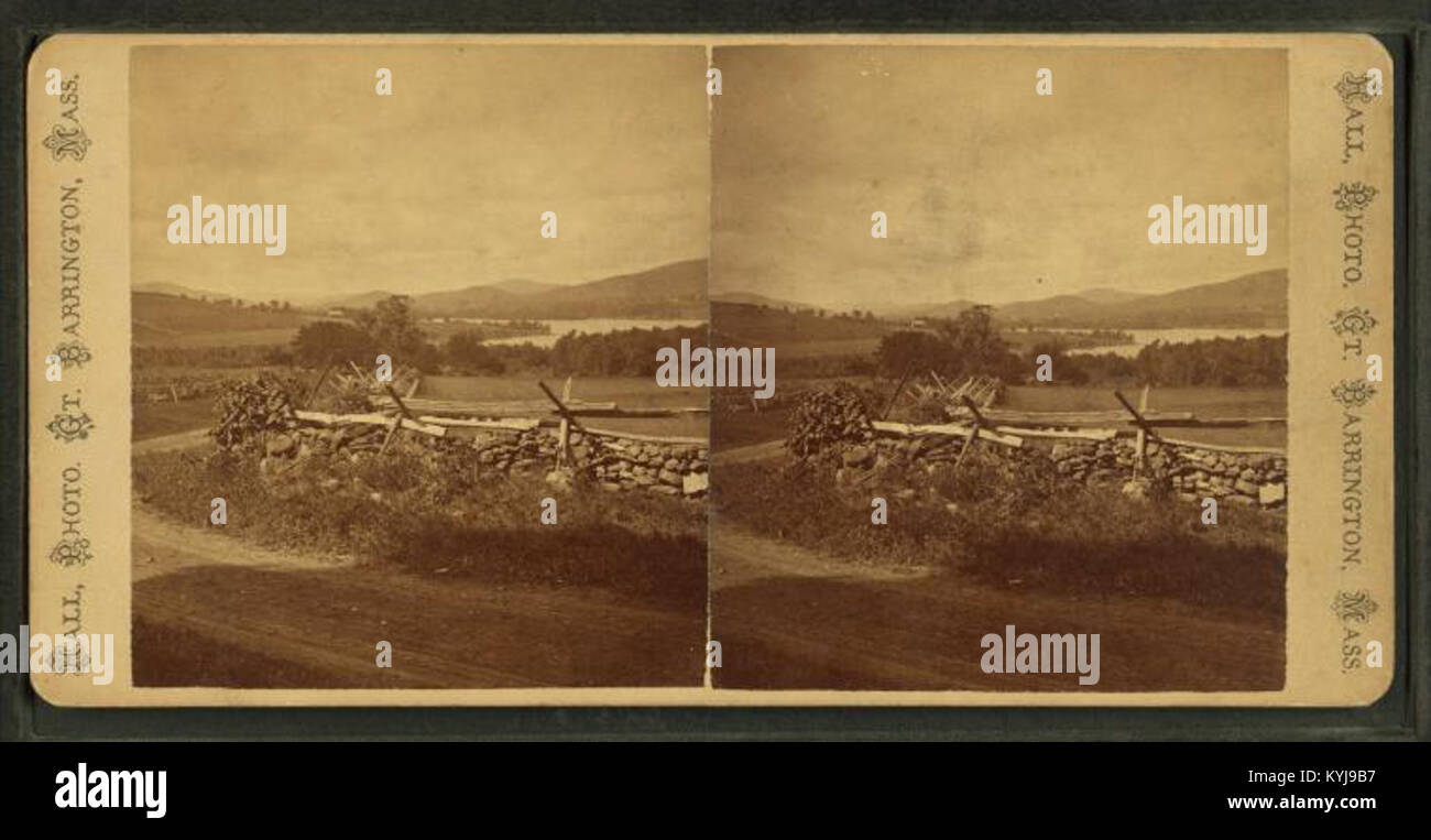 A landscape photograph of Stockbridge Bowl, with farm land and fences ...