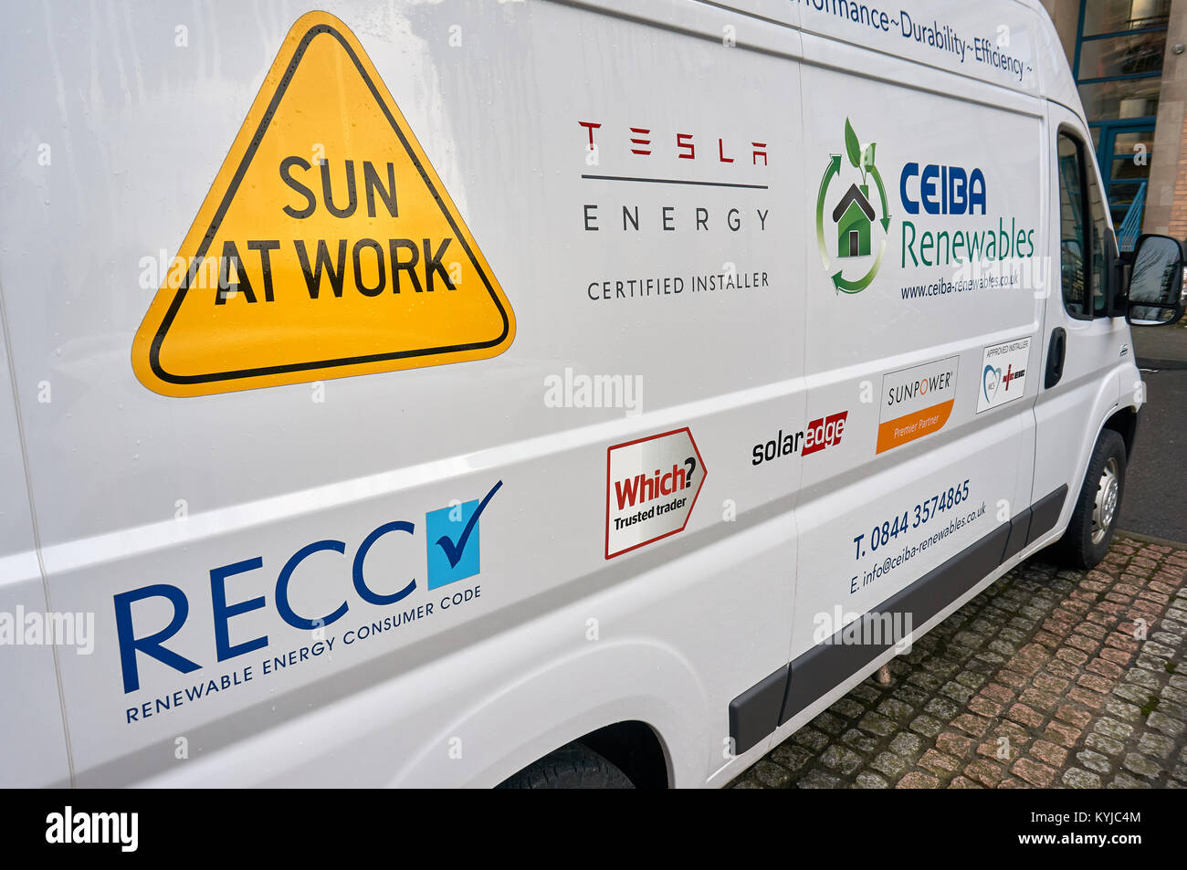 White van of engineering company specialising in renewable energy ...