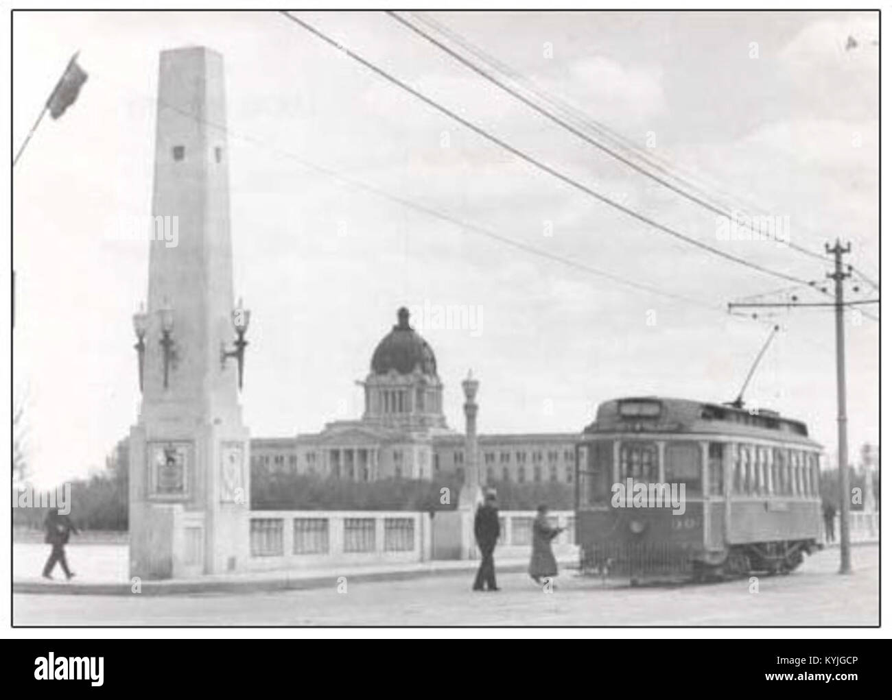 This photograph shows a streetcar crossing Albert Street bridge in 1935 ...