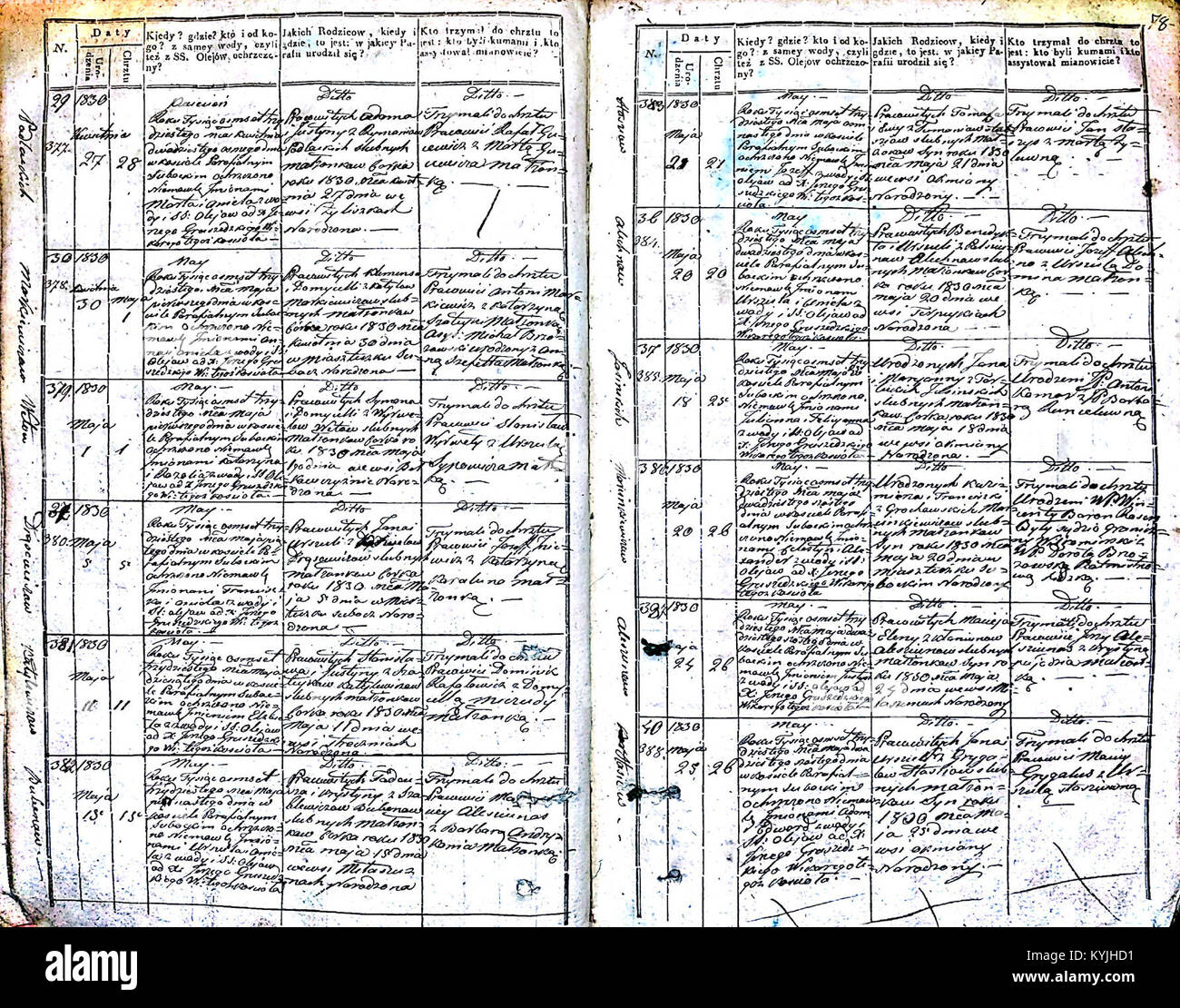 A Lithuanian baptismal register from 1827-1830 documenting religious ...