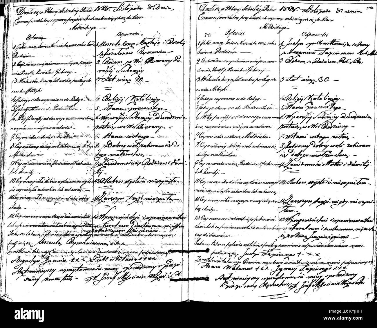 Subačiaus RKB 1827-1830 priešsantuokinės apklausos knyga 051 Stock ...