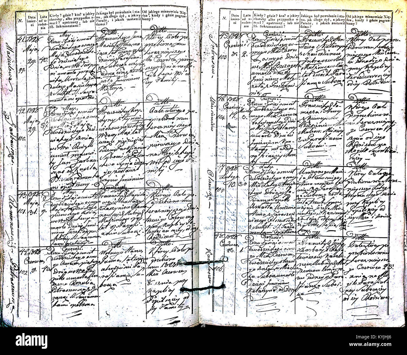The Subačiaus death register, 1827-1836, contains detailed records of ...