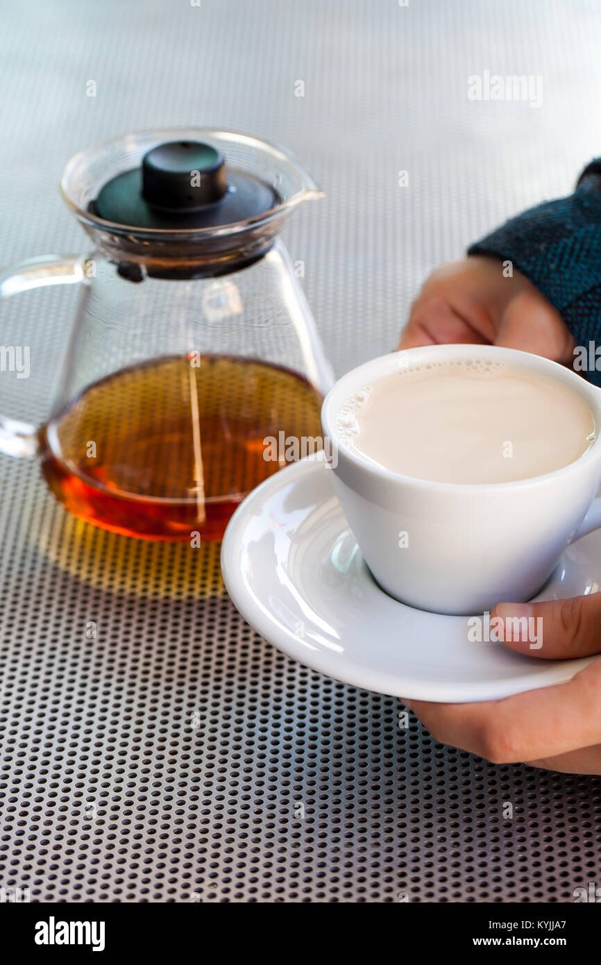 Black tea with milk hi-res stock photography and images - Alamy
