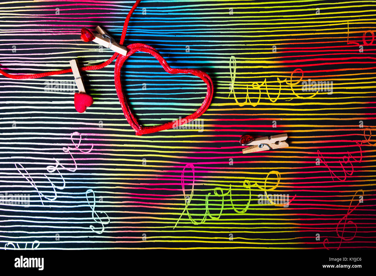 Word love on colorful hand painted background mixed colors Stock Photo ...