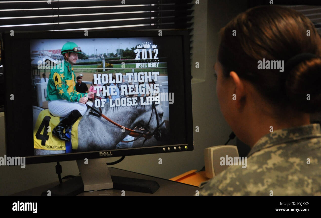 U.S. Army National Guard soldier watching OPSEC Derby on TV Stock Photo ...