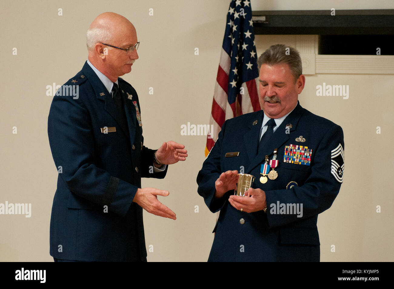 Chief Master Sgt. David Fink is honored for 42 years of service to the ...