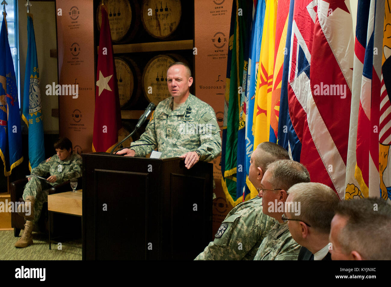 Brig. Gen. Stephen Hogan speaks during a birthday celebration for the ...