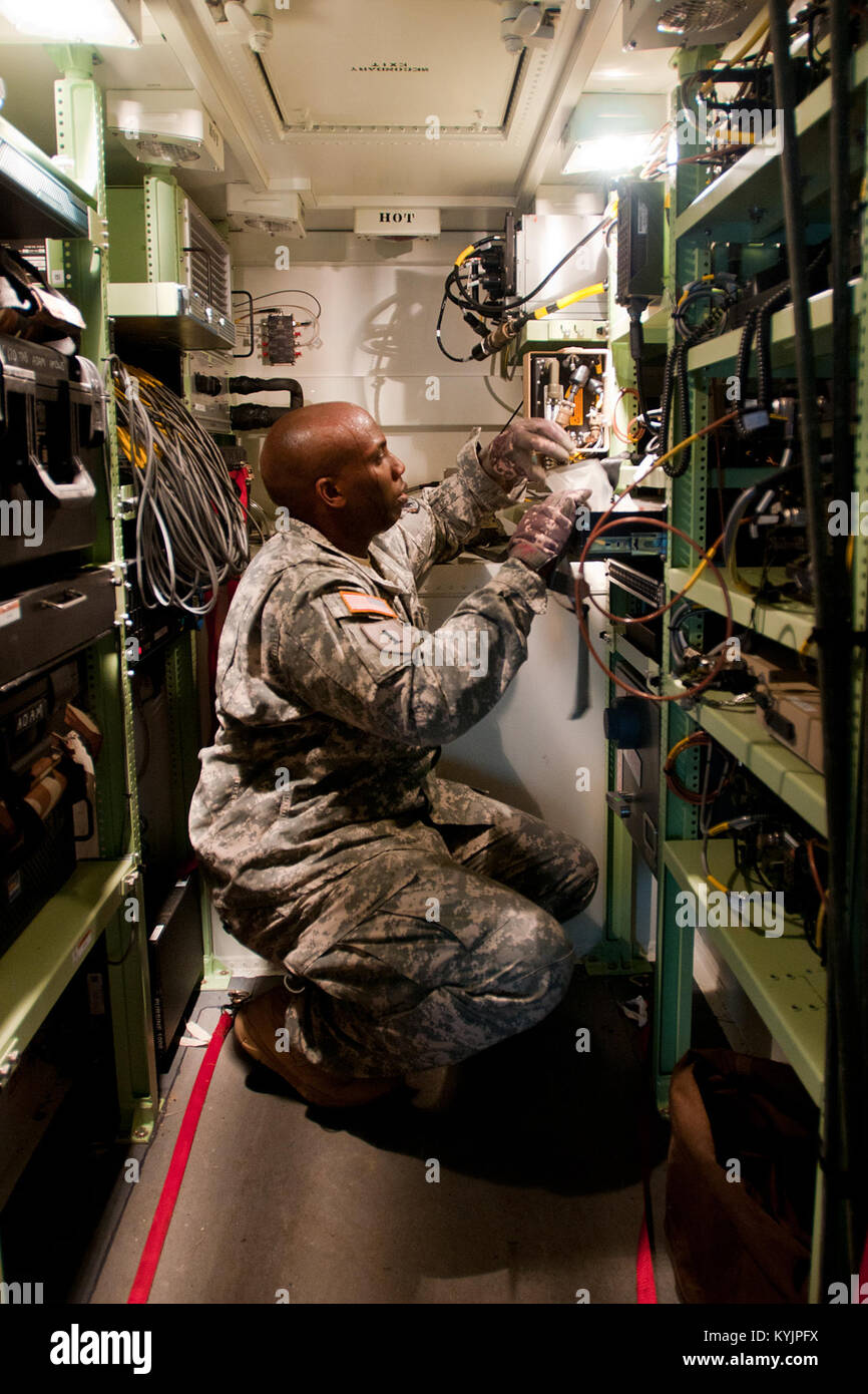 Soldiers with the 63rd Theater Aviation Brigade's signal section ...