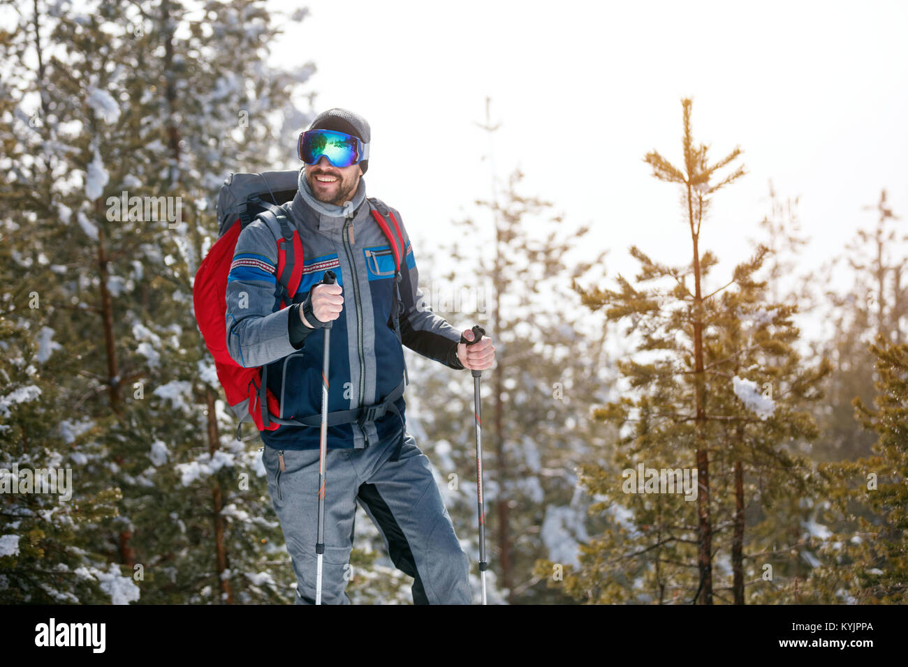 Man trekking in forest hi-res stock photography and images - Alamy