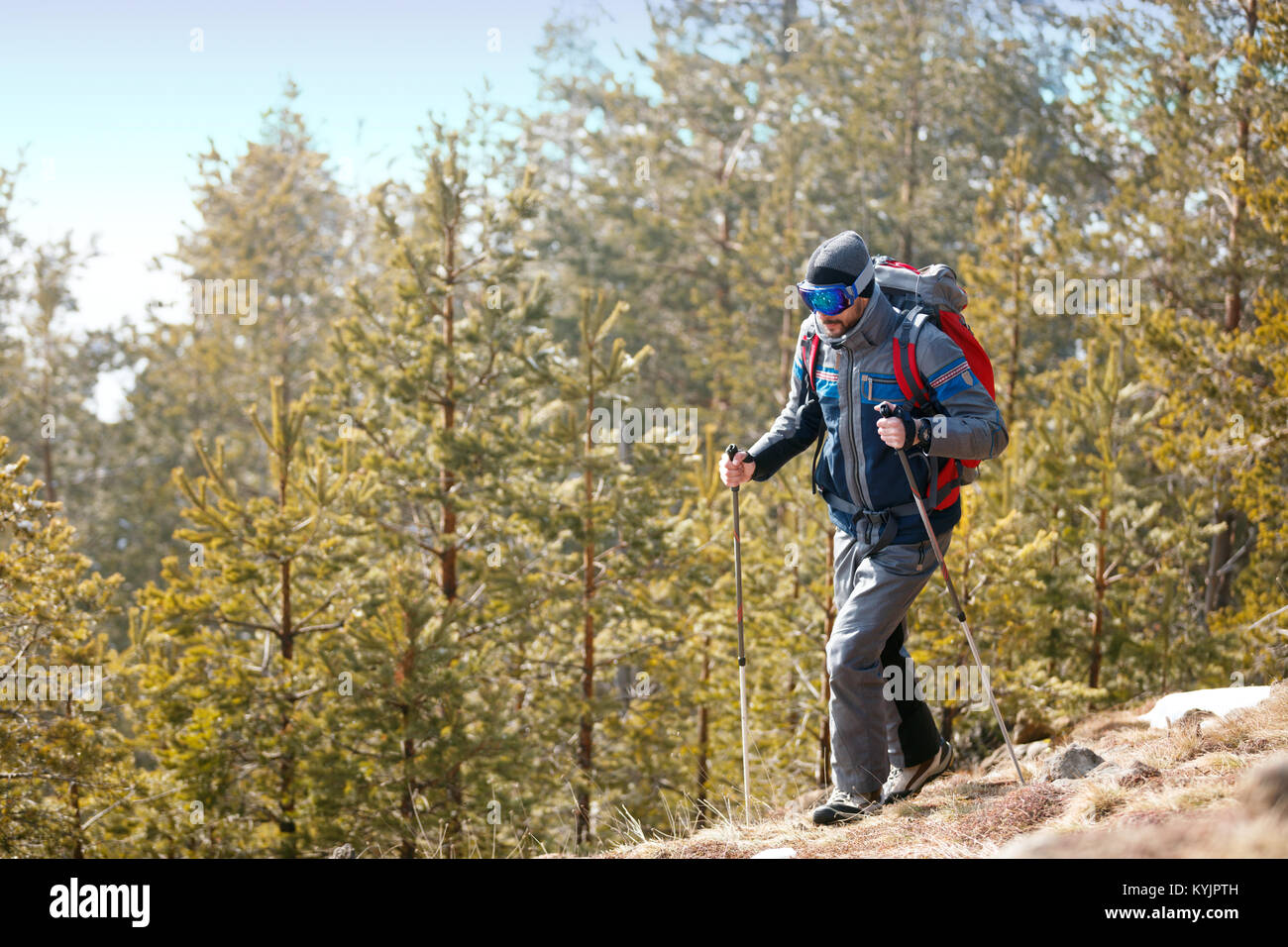 Young active man hiker trekking hi-res stock photography and images - Alamy