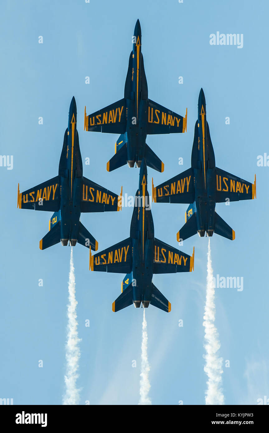 The U.S. Navy Blue Angels practice their aerial demonstration routine ...